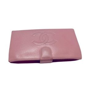 CHANEL | Bags | Chanel Pink Caviar Leather Wallet Clutch Quilted Cc ...